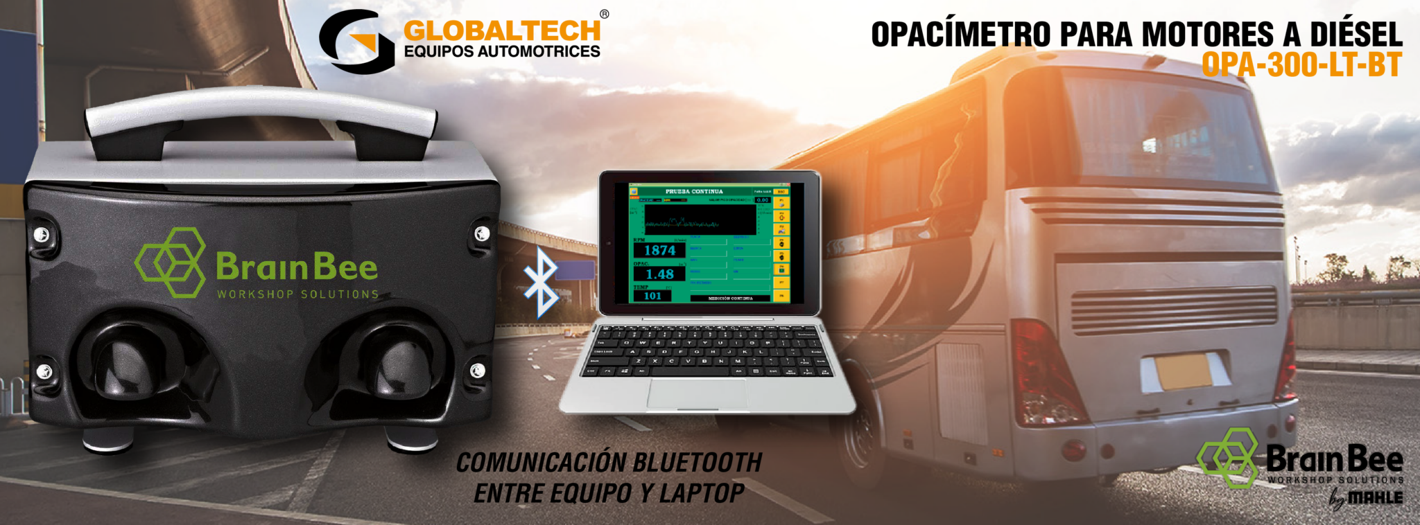 OPACÍMETRO BRAIN BEE PARA MOTORES DIÉSEL-OPA-300-LT-BT - Globaltech
