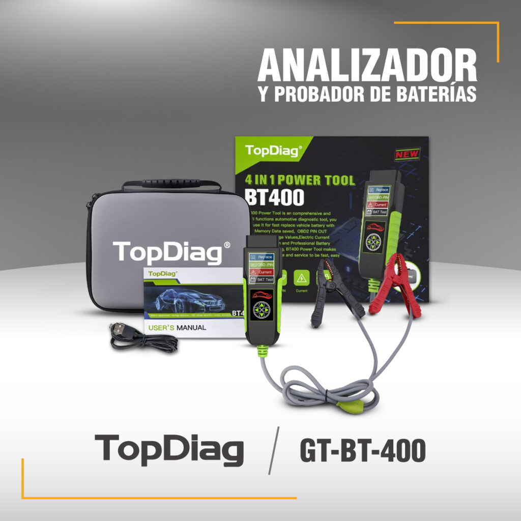 ANALIZADOR Y PROBADOR DE BATERÍAS 4 EN 1 GT-BT-400 - Globaltech