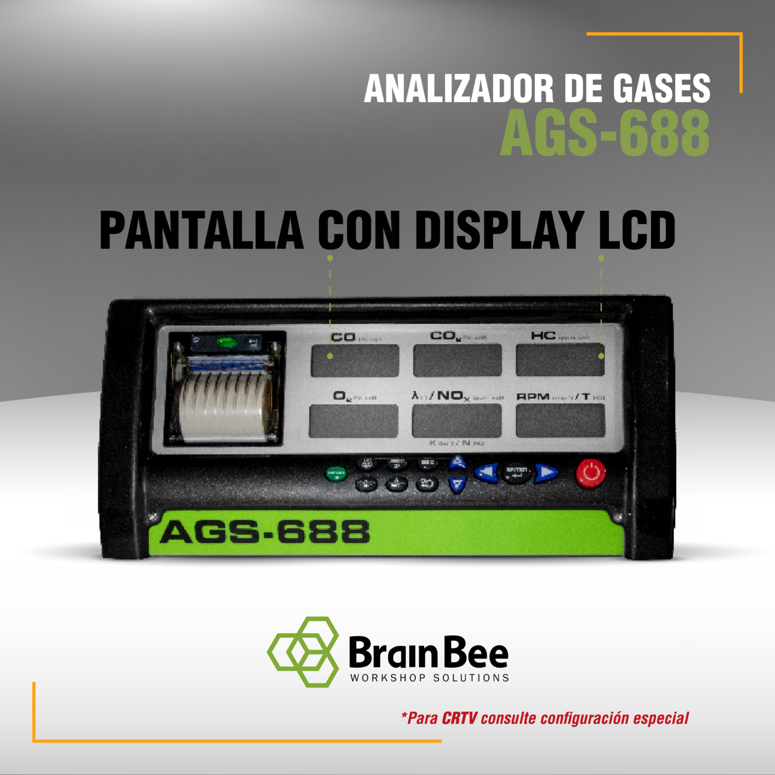 ANALIZADOR DE GASES AUTOMOTRIZ BRAIN BEE - MODELO AGS-688 - Globaltech